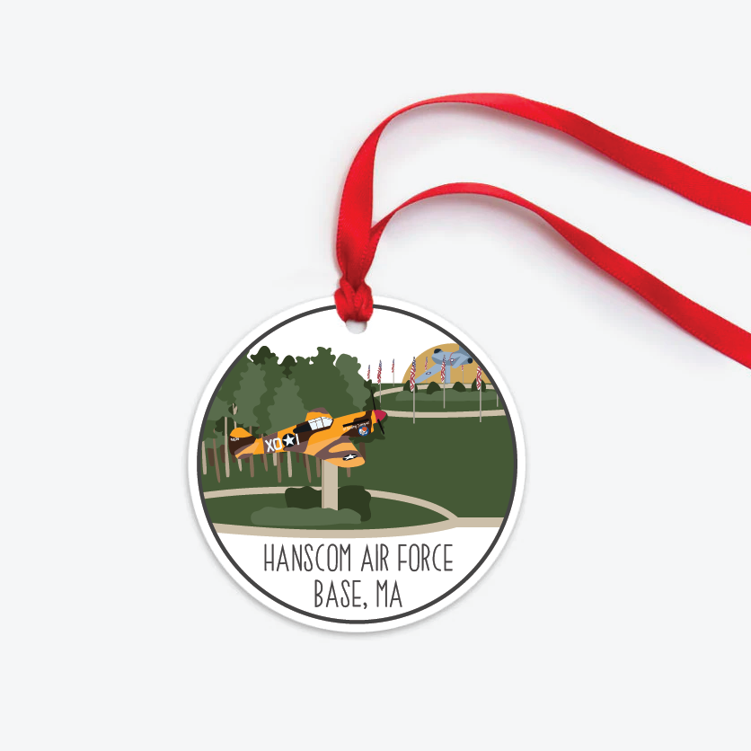 Hanscom Air Force Base Ornament Sketch Sentiment