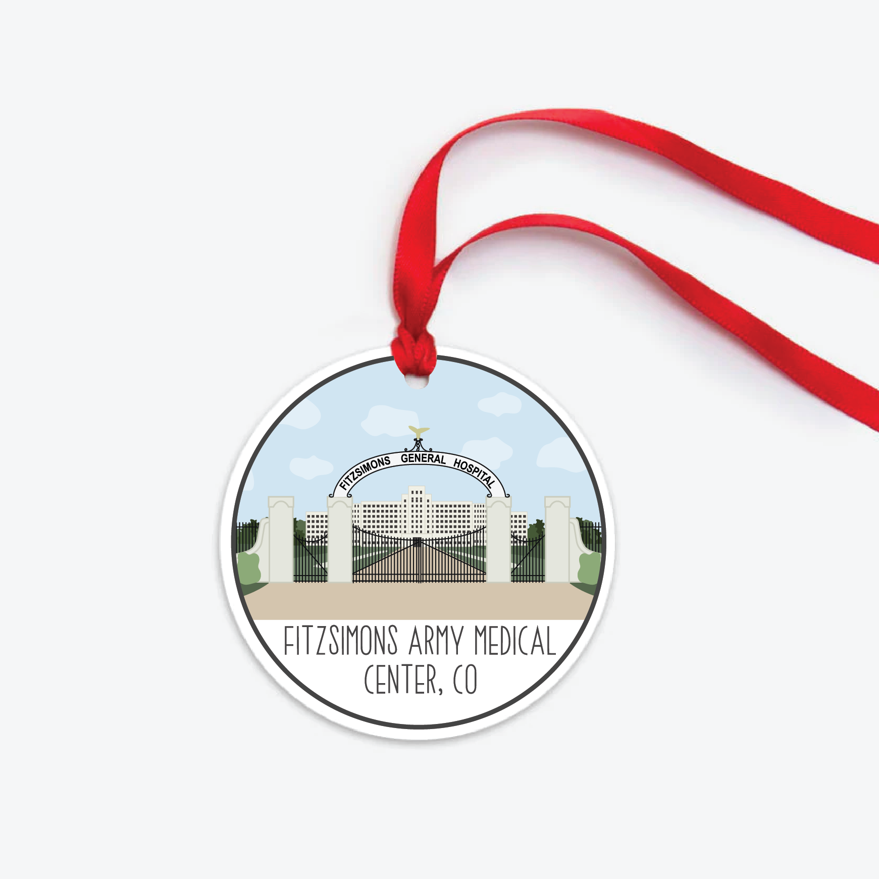Fitzsimons Army Medical Center Ornament Sketch Sentiment