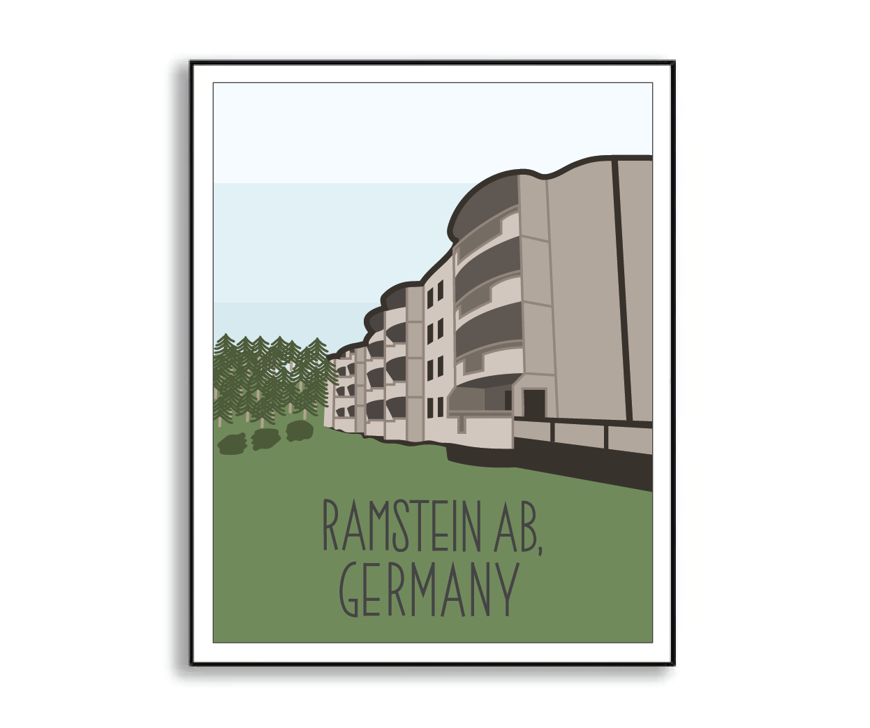 Ramstein Air Base Print Sketch Sentiment