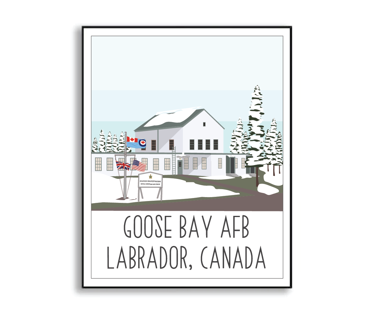 Goose Bay Afb Print Sketch Sentiment