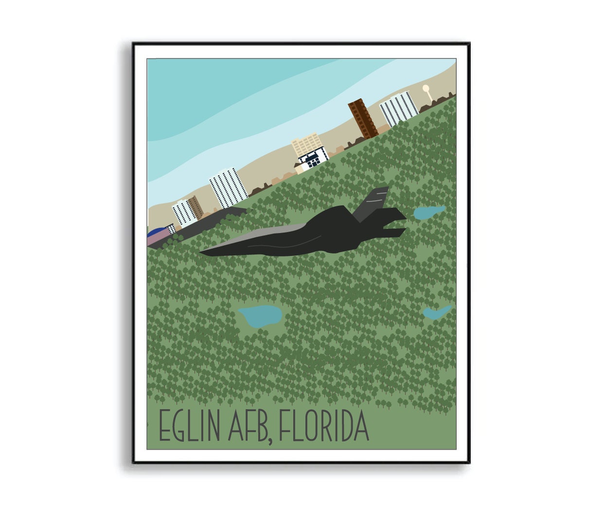 Eglin Air Force Base Print Sketch Sentiment