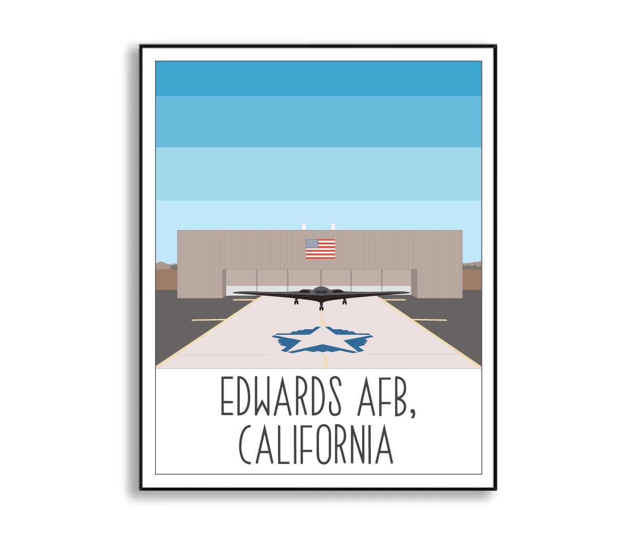 Edwards Air Force Base Print Sketch Sentiment